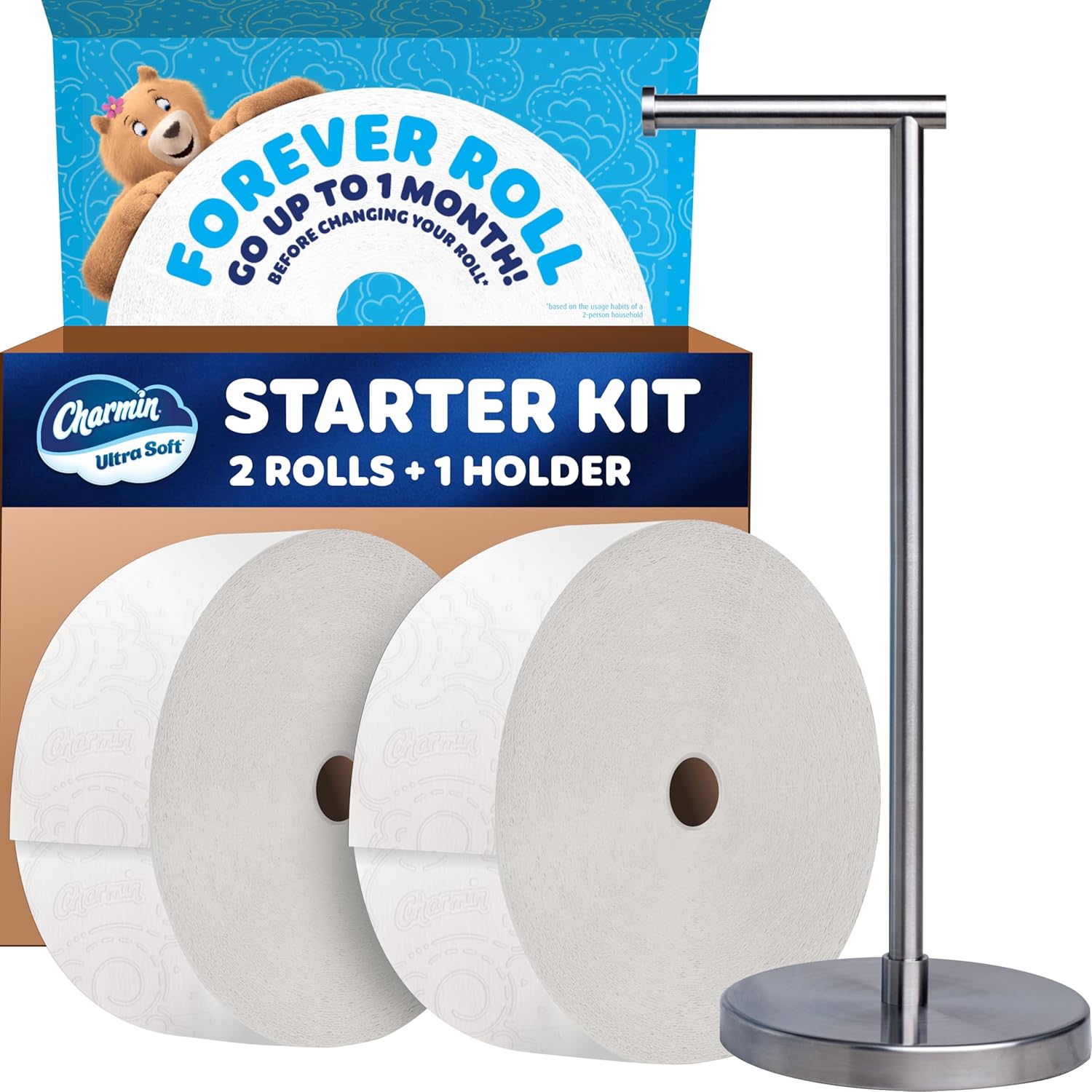 Charmin Toilet Paper Ultra Soft, Forever Roll Starter Kit, 1 Holder, 2 ...
