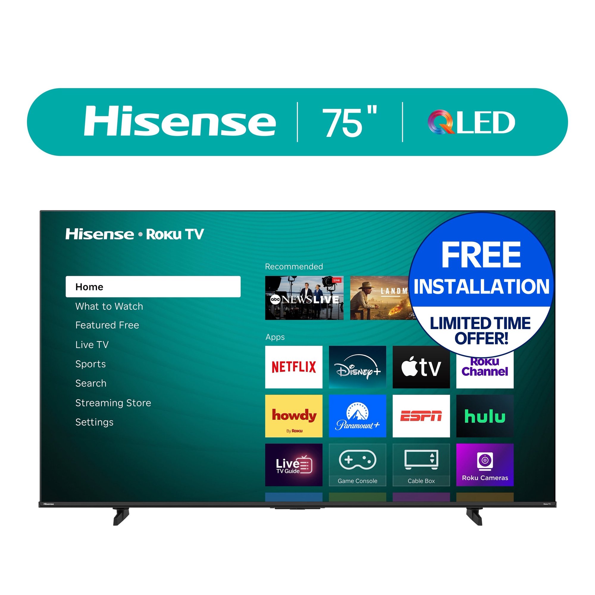 Hisense 75" Class H5 Series QLED 4K UHD Roku Smart TV - redtagricky.com