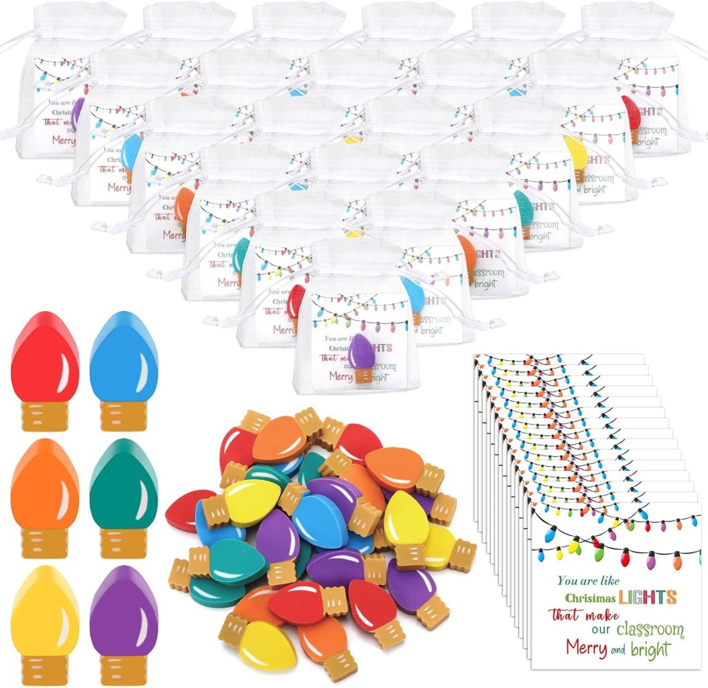 30 Sets Light Bulb Erasers with Cards - redtagricky.com