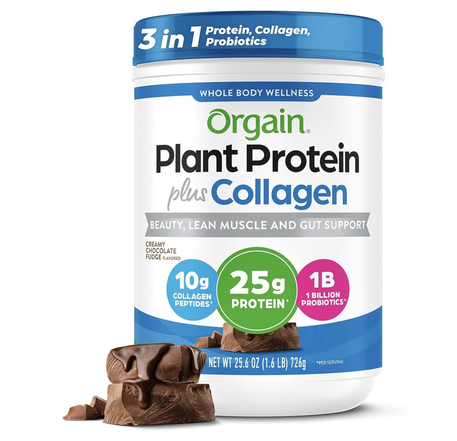 Orgain Protein Powder + Collagen, Creamy Chocolate Fudge, 1.6lb ...
