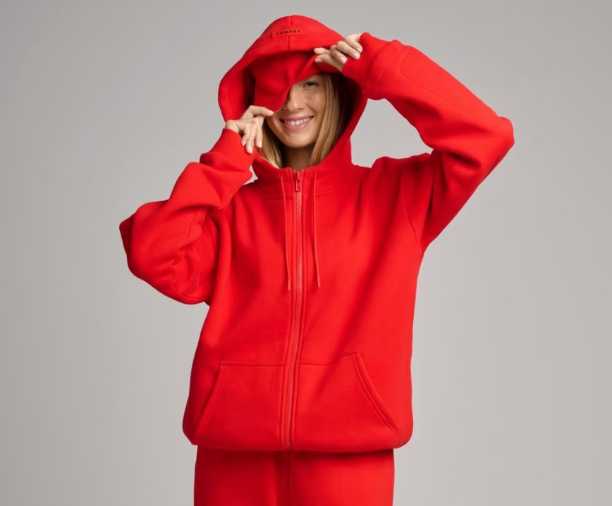 Comfrt Airplane Mode Travel Zip Hoodie in RED - redtagricky.com