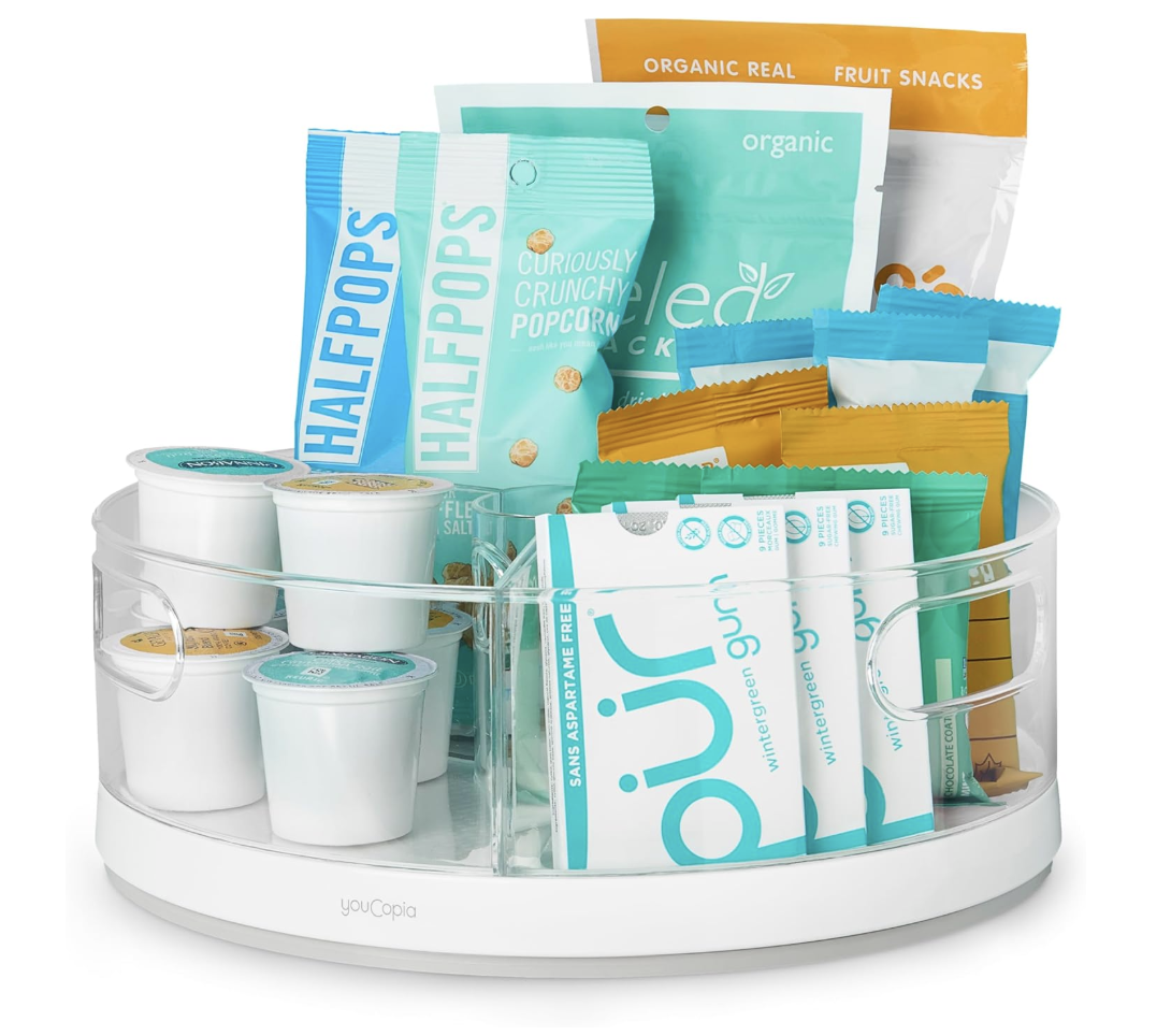 Lazy Susan Organizer with 3 bins - redtagricky.com